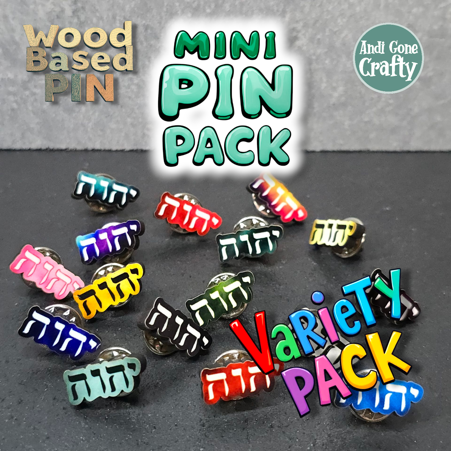 Colorful Tetragrammaton (Variety Pack)- Qty 20 Mini Pin Pack – Andi ...